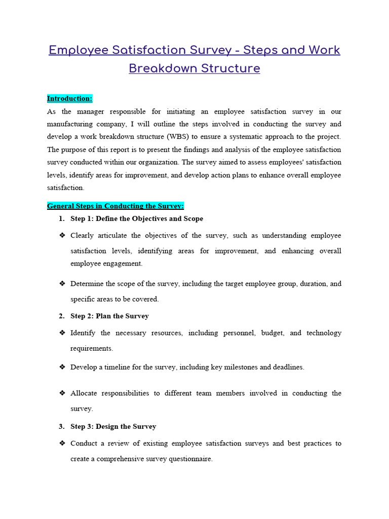 Employee Satisfaction Survey Steps Guide | PDF | Survey Methodology ...