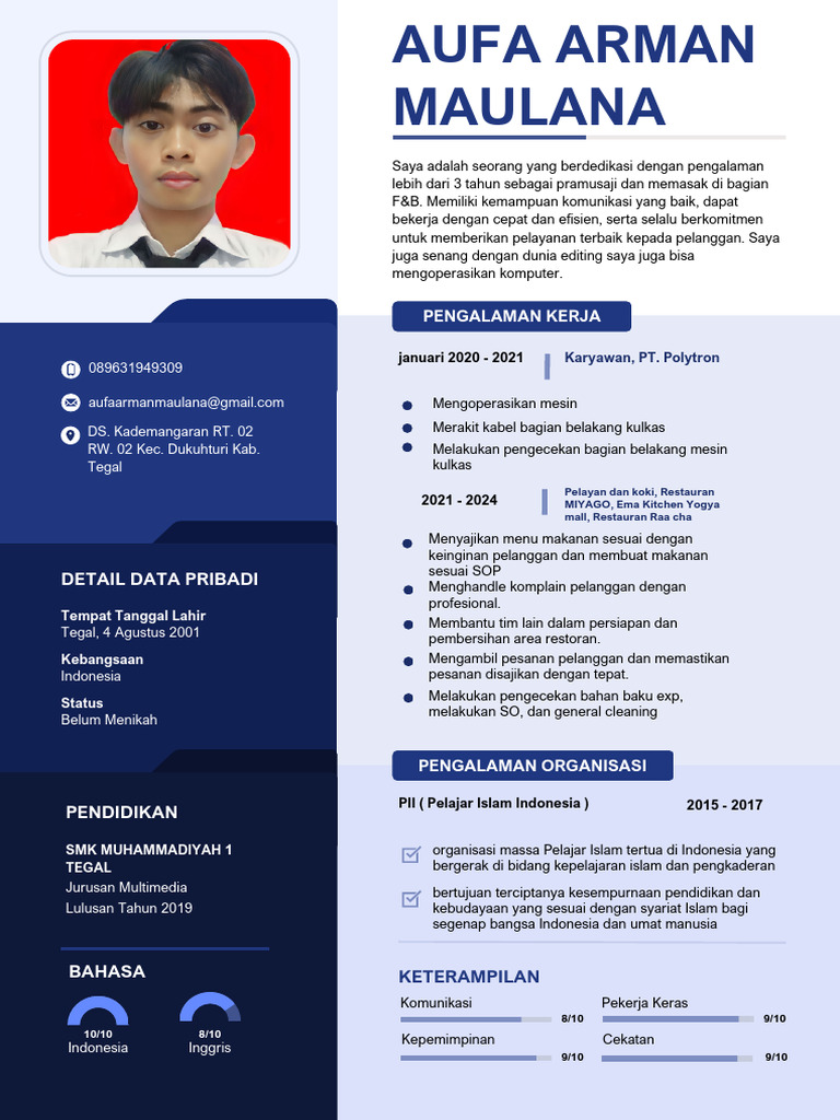 Pengalaman Kerja Pramusaji dan Koki | PDF