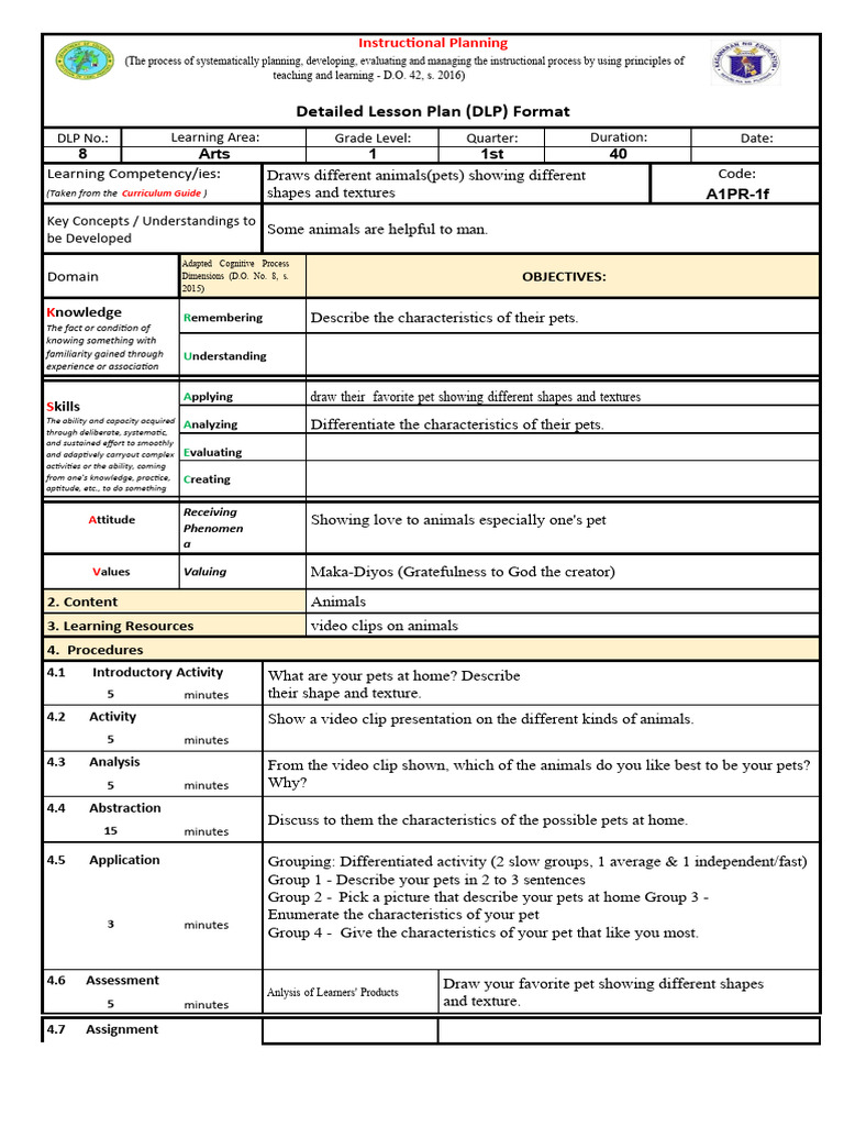 Mapeh - 1 Art DLP - 8 1 | PDF | Learning | Knowledge