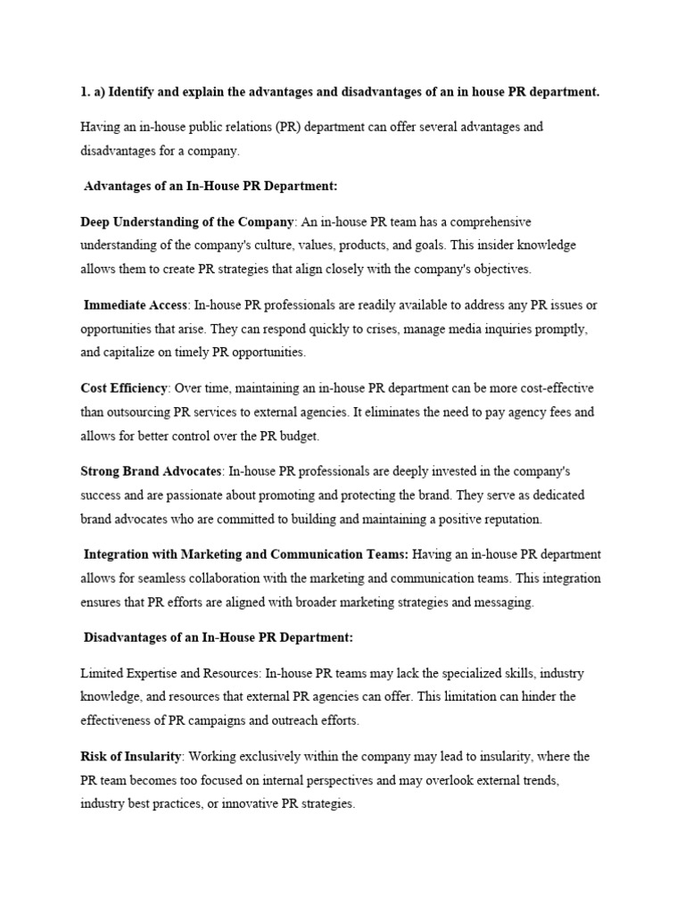 Public Relations Ass 2 | PDF | Outsourcing | Public Relations