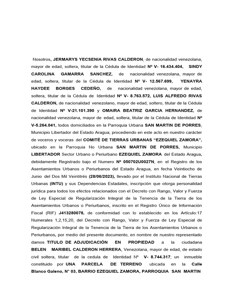 Título Belén Calderón Último | PDF | Documento de identidad | Venezuela