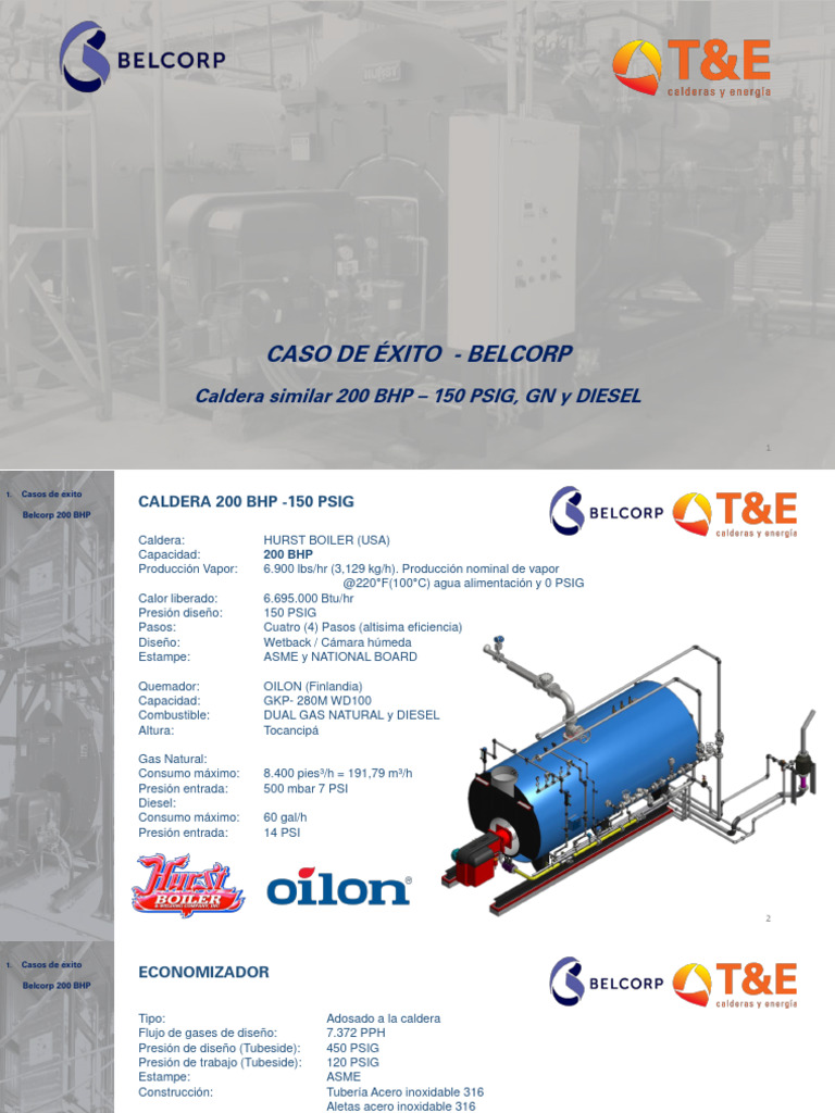 Caso - Belcorp - 200 BHP y Economizador - EPC | PDF | Gases | Tecnología energética