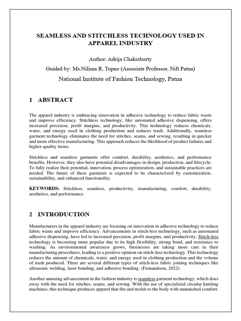Stitchless and Seamless | Download Free PDF | Textiles | Clothing