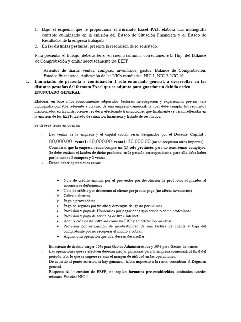 Ejercicio PA3 | PDF | Contabilidad | Business