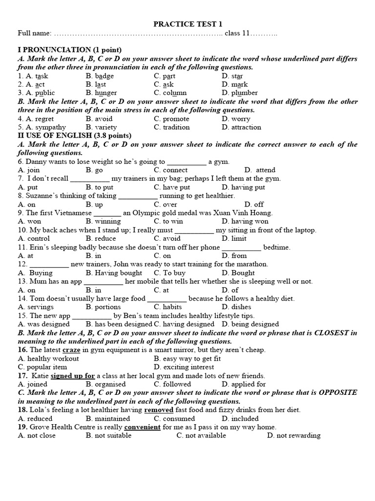 Practice Test 12 Pdf Shoe Vitamin