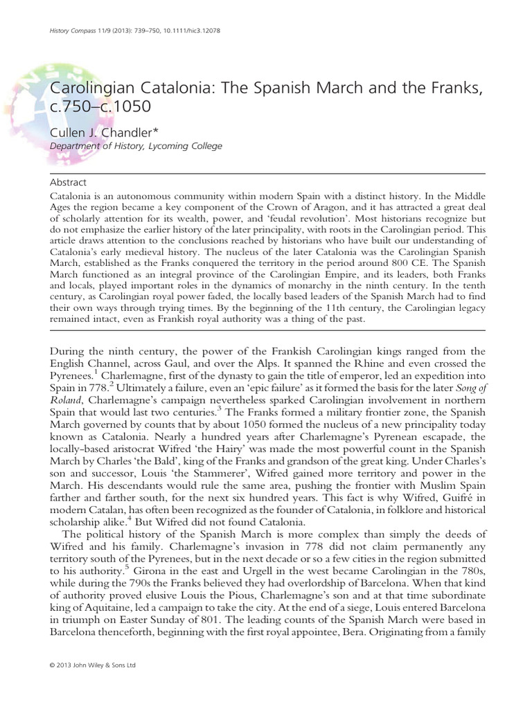 CHANDLER. Carolingian Catalonia (Historiographical Balance) | PDF | Charlemagne | Catalonia