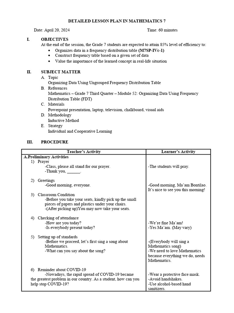 Detailed Lesson Plan in FDT | PDF | Lesson Plan | Learning