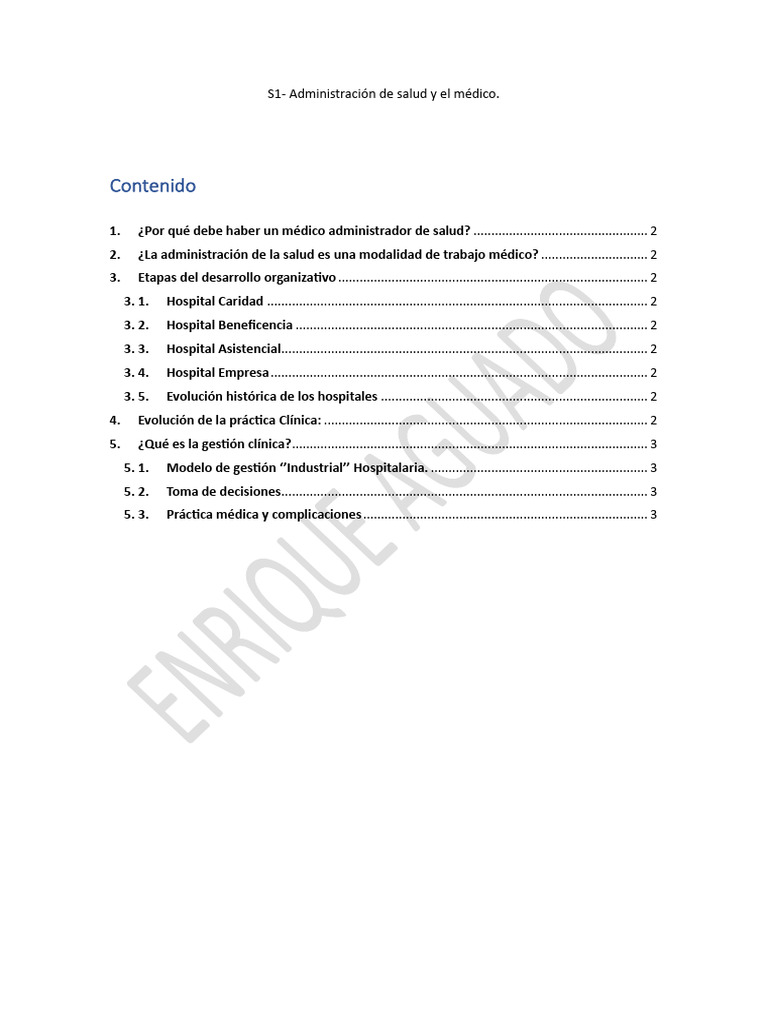 S1 - Administración de Salud y El Médico. | PDF | Hospital | Economias