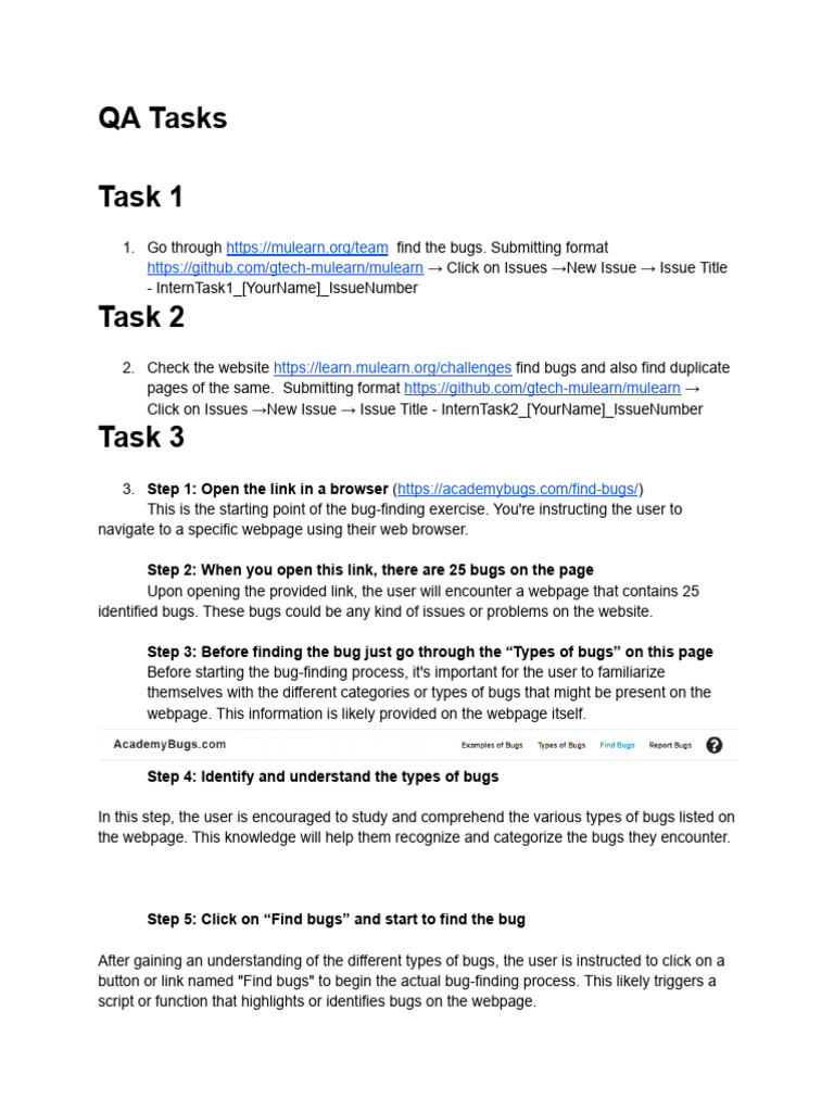 QA Tasks | PDF | Software Bug | Web Page