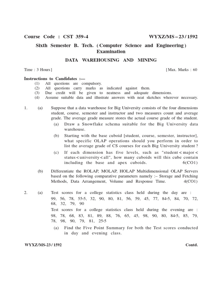Data Warehousing and Mining | PDF | Data Warehouse | Information Technology Management