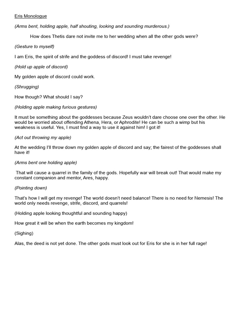 Eris Monologue | PDF
