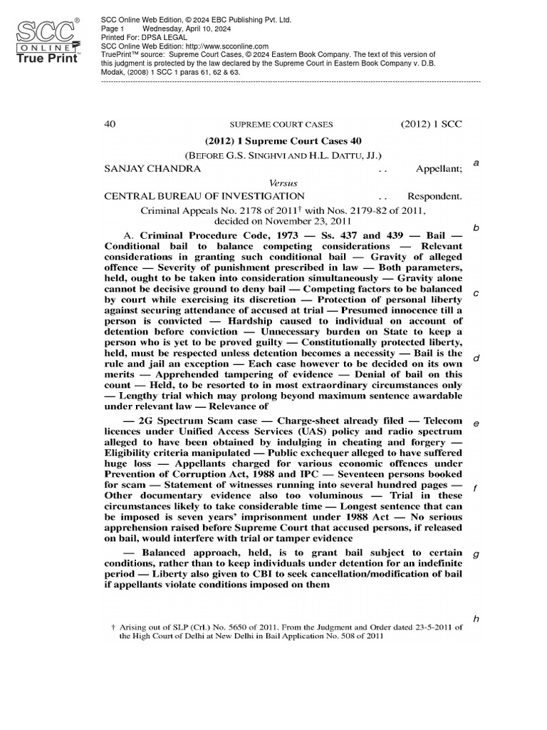 Sanjay Chandra vs. CBI | Download Free PDF | Supreme Court Of India | Public Law