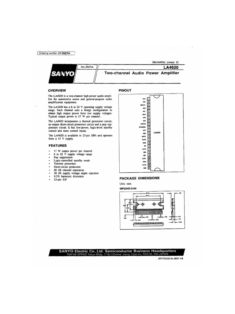 LA4620 | PDF | Amplifier | Electrical Circuits