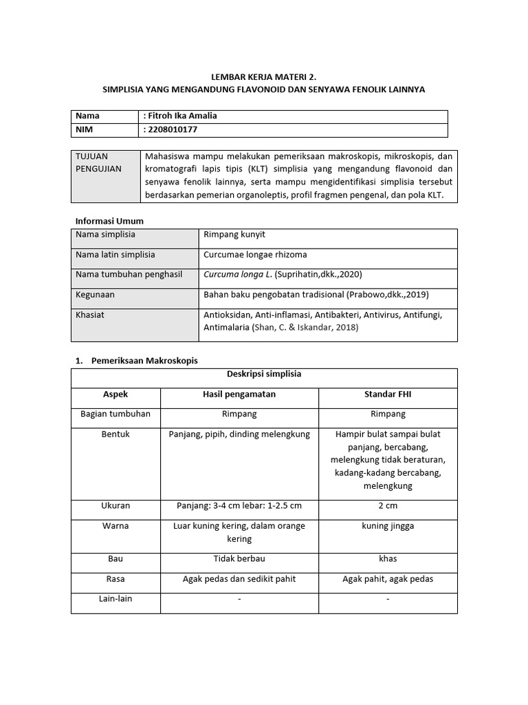 SIMPLISIA YANG MENGANDUNG FLAVONOID DAN SENYAWA FENOLIK LAINNYA | PDF