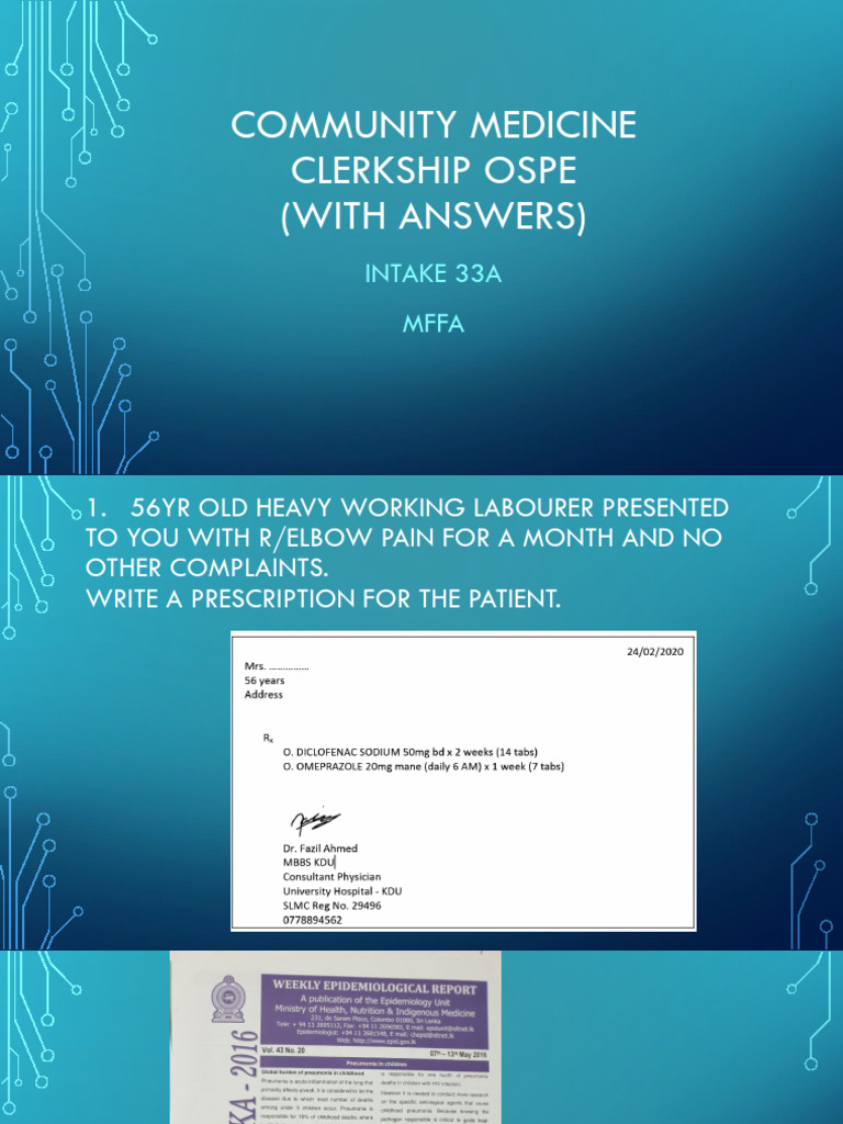 Community Medicine Clerkship Ospe (With Answers) : Intake 33A Mffa ...