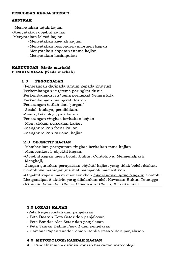 Penulisan Kerja Kursus Terperinci | PDF