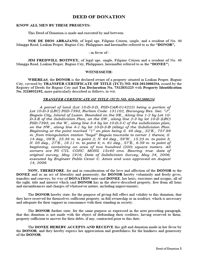 Deed of Donation Leano | Download Free PDF | Private Law | Natural Resources Law