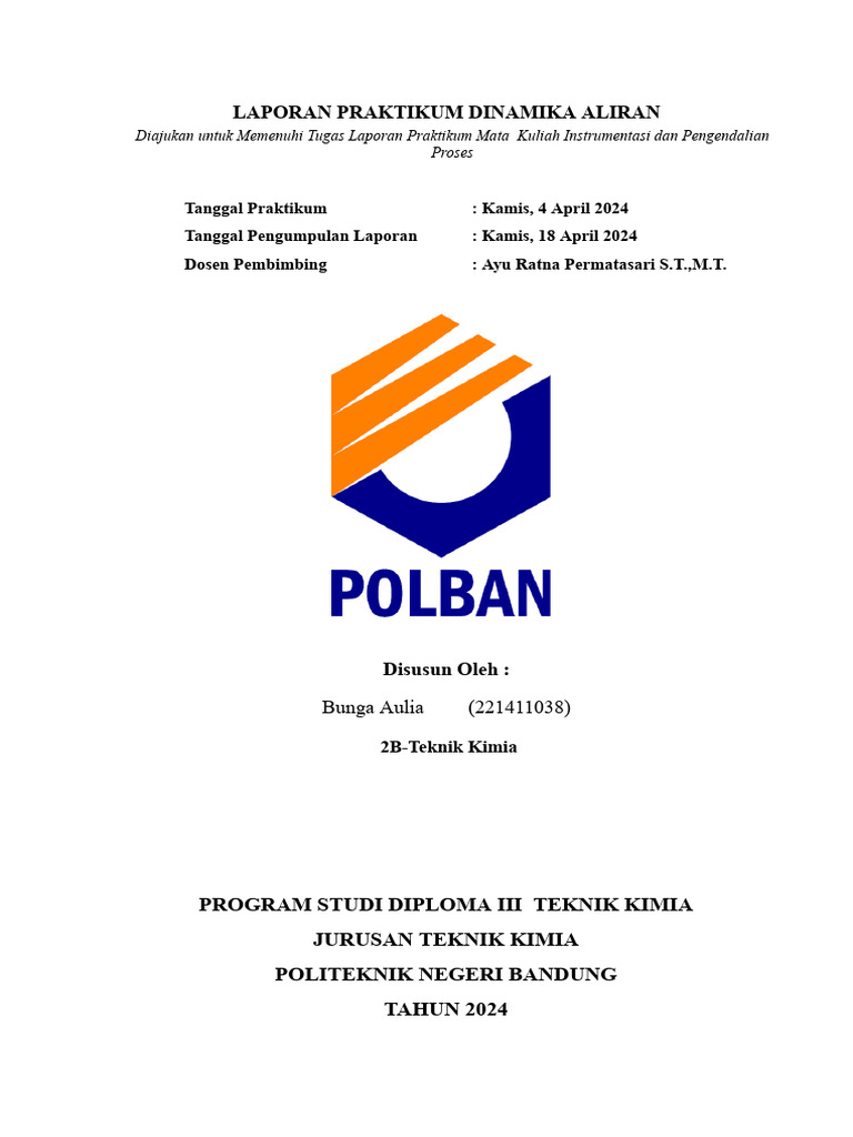 Laprak Dinamika Aliran - Bunga Aulia - Kel-3 - 2B-TKI | PDF