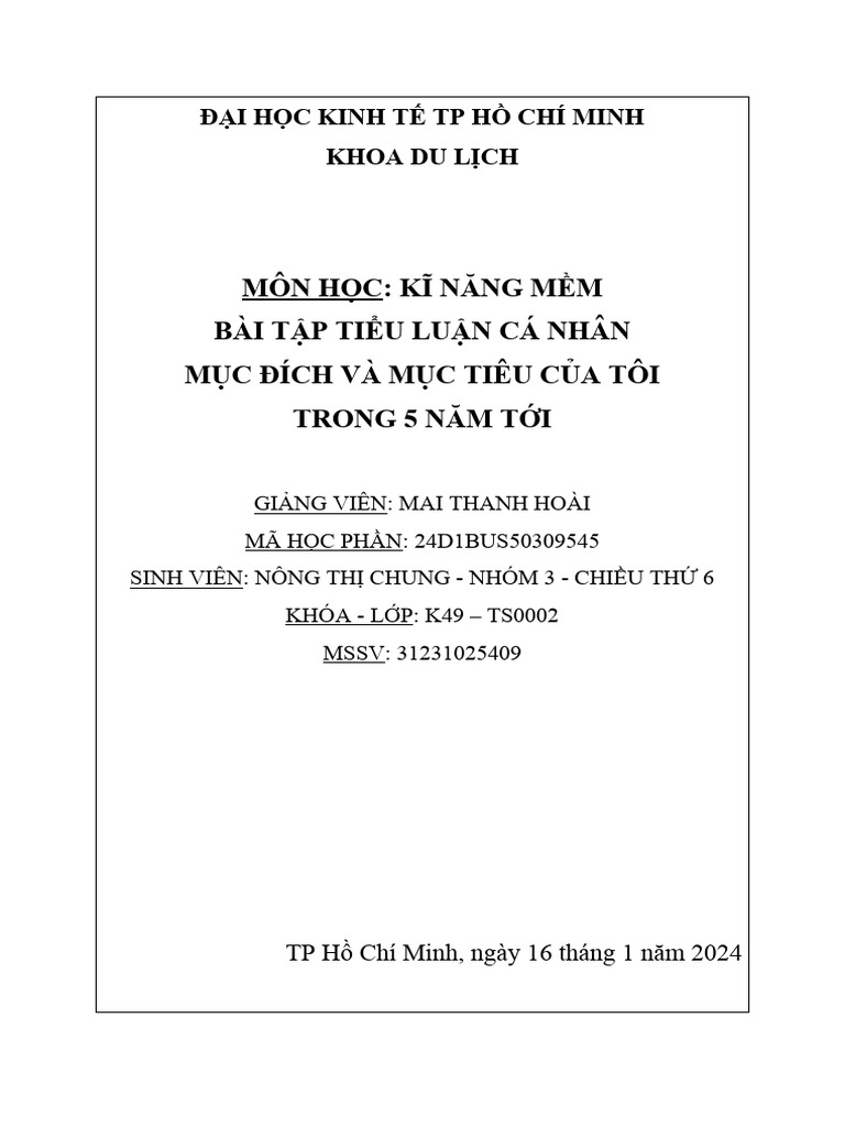 Tiểu Luận KNM-Nông Chung TS0002 | PDF