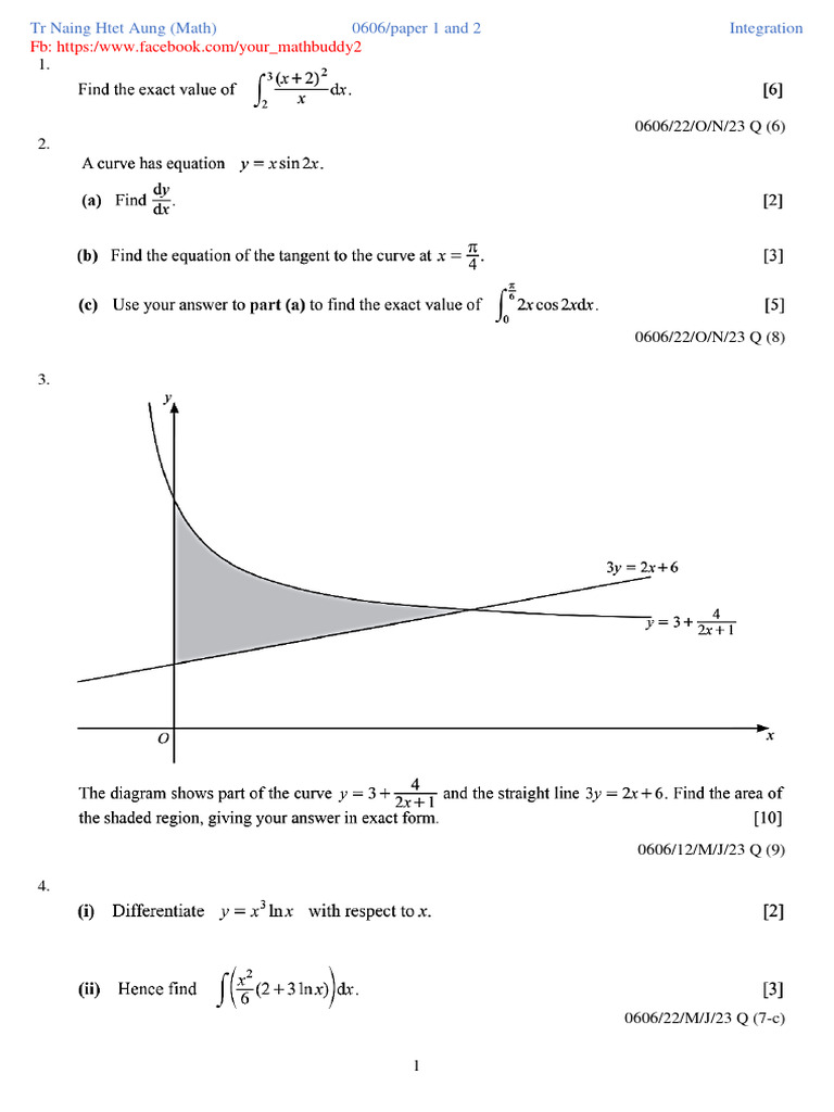 Integration Paper 1 and 2 | Download Free PDF | Analytic Geometry | Geometry
