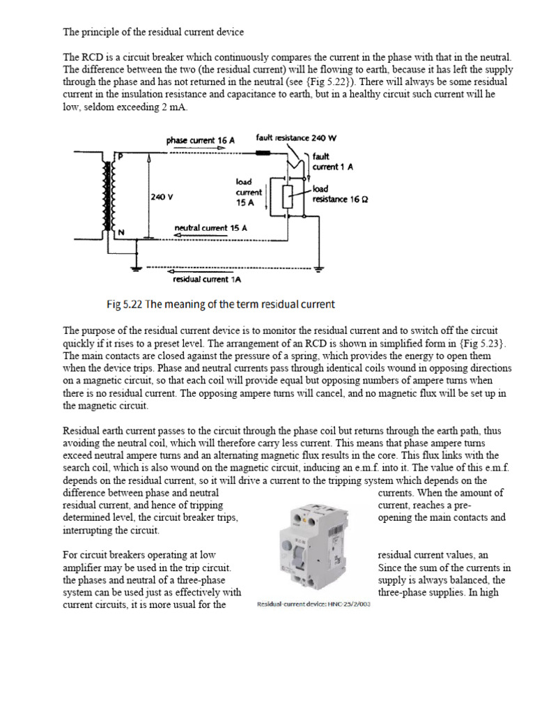 The Principle of The Residual Current Device | PDF | Inductor | Equipment