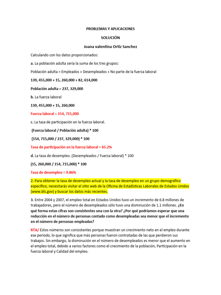 PROBLEMAS Y APLICACIONES - Taller | PDF | Desempleo | Salario