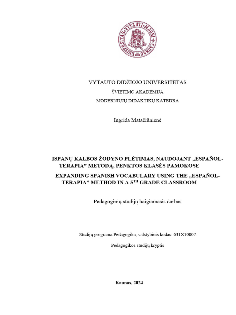 Matačiūnienė Baigiamasis Darbas | PDF