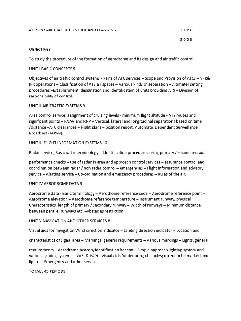 ATC Syllabus | PDF | Air Traffic Control | Instrument Flight Rules