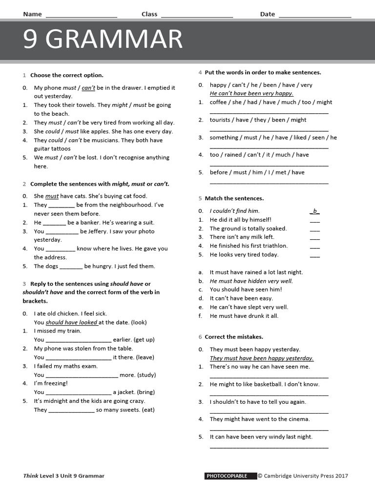 THINK L3 Unit 9 Grammar | PDF