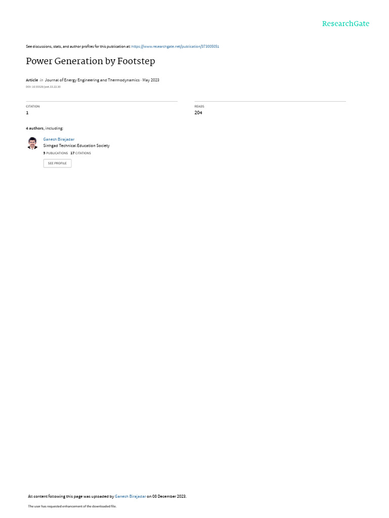 Power Generation by Footstep | PDF | Piezoelectricity | Rectifier