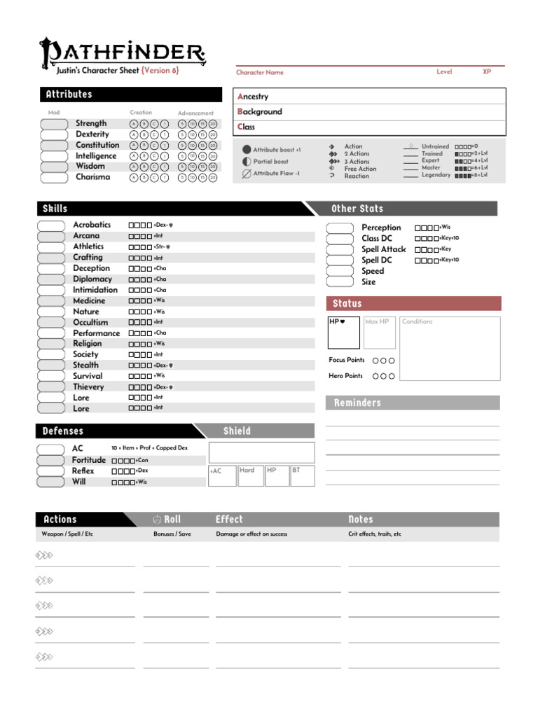 Justin's RPG Character Sheet | PDF | Role Playing Games | Role Playing ...