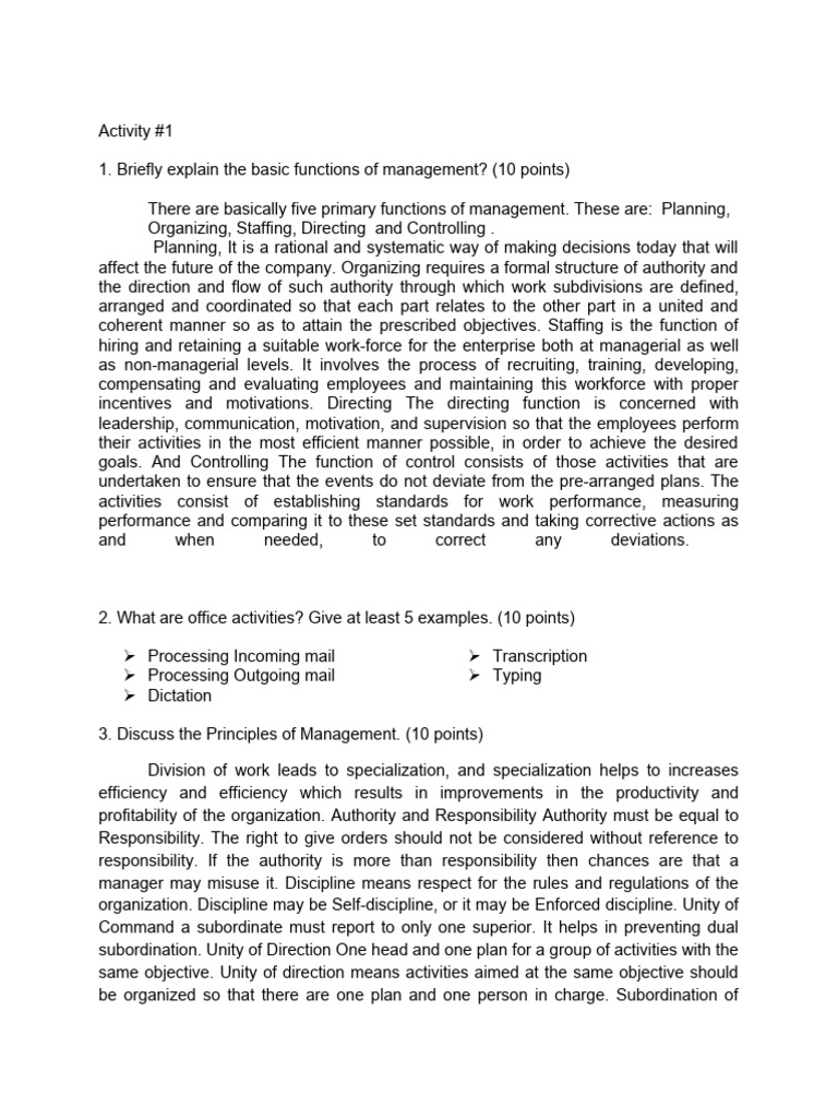 Office Management Functions and Activities | PDF | Disciplines | Business