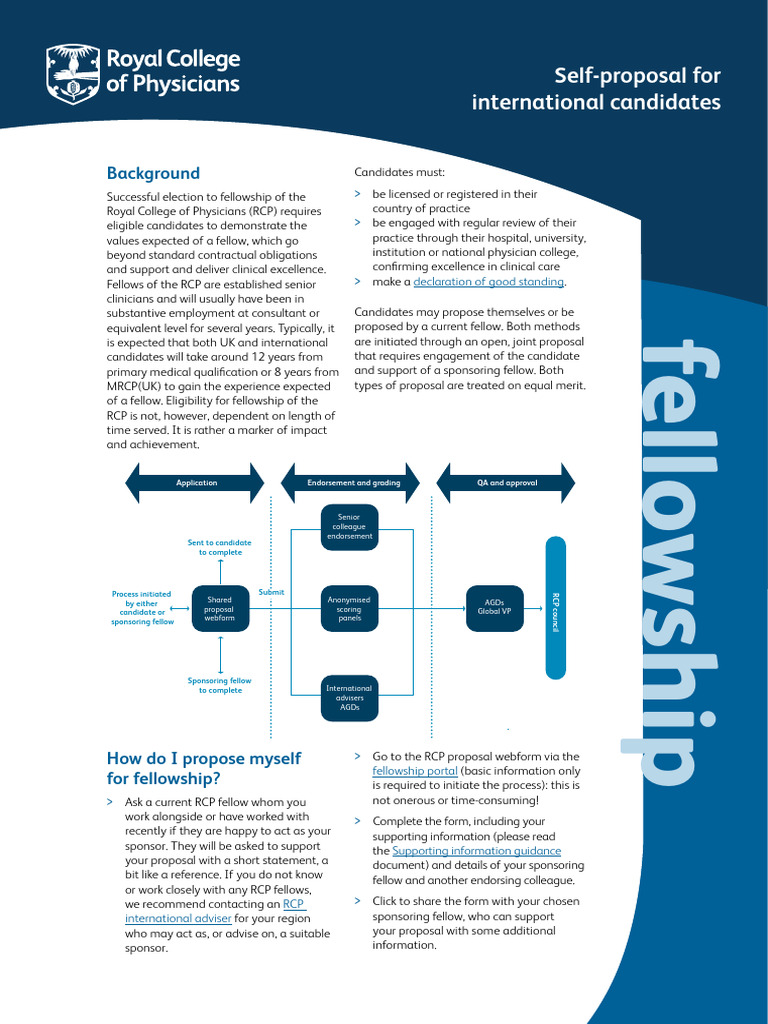FRCP Self-proposal for international candidates | PDF | Fellow | Physician