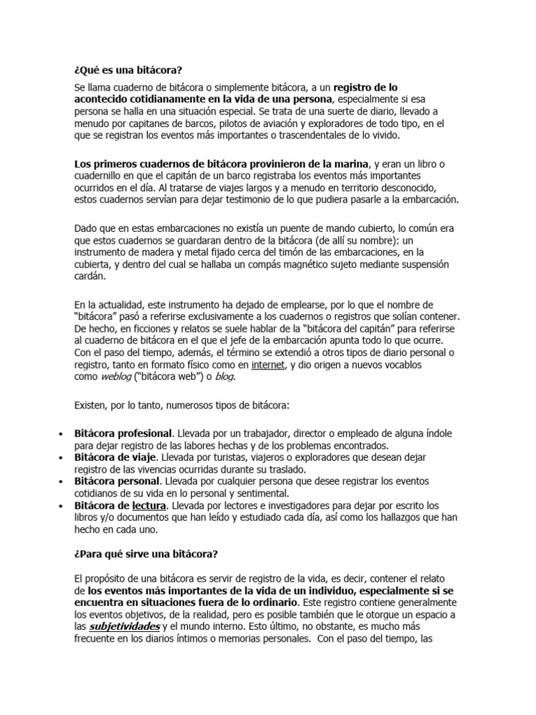 Qué Es Una Bitácora Concepto y Utilidad | PDF | Blog