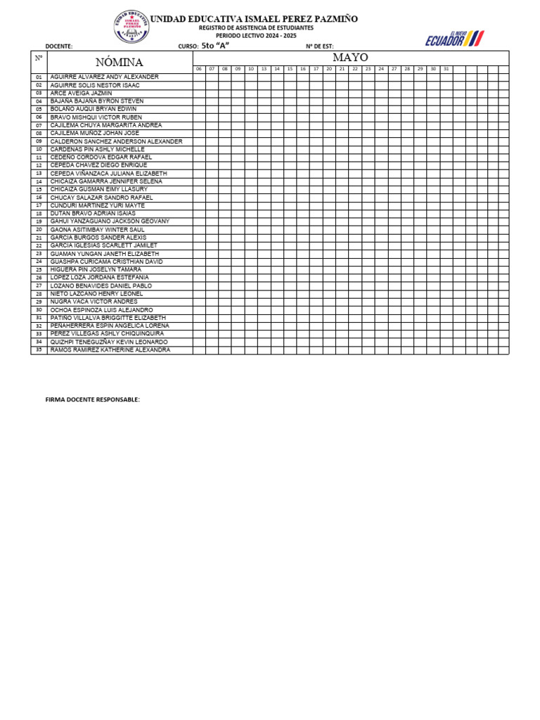 001 Formato Asistencia | PDF