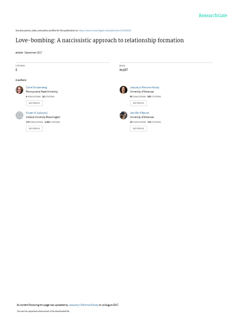 Love-Bombing: A Narcissistic Approach To Relationship Formation | PDF | Narcissism | Self Esteem