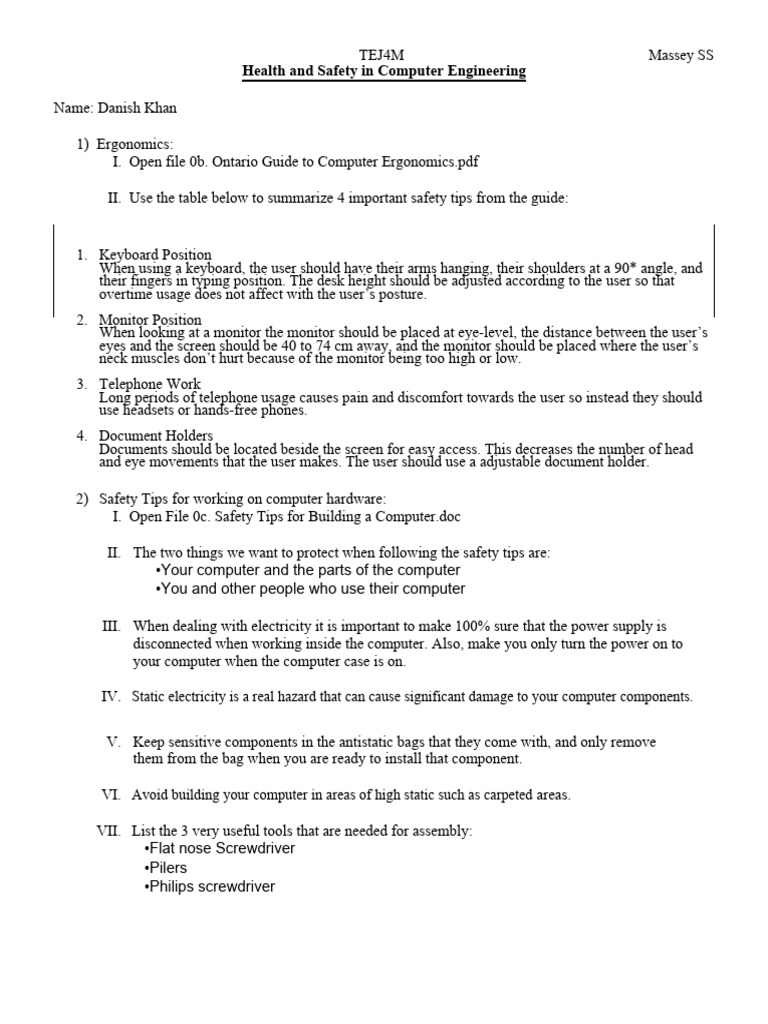 Health and Safety in Computer Engineering | Download Free PDF ...