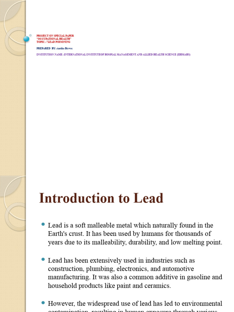 Project On Lead Poisoing New One | PDF | Lead | Anemia
