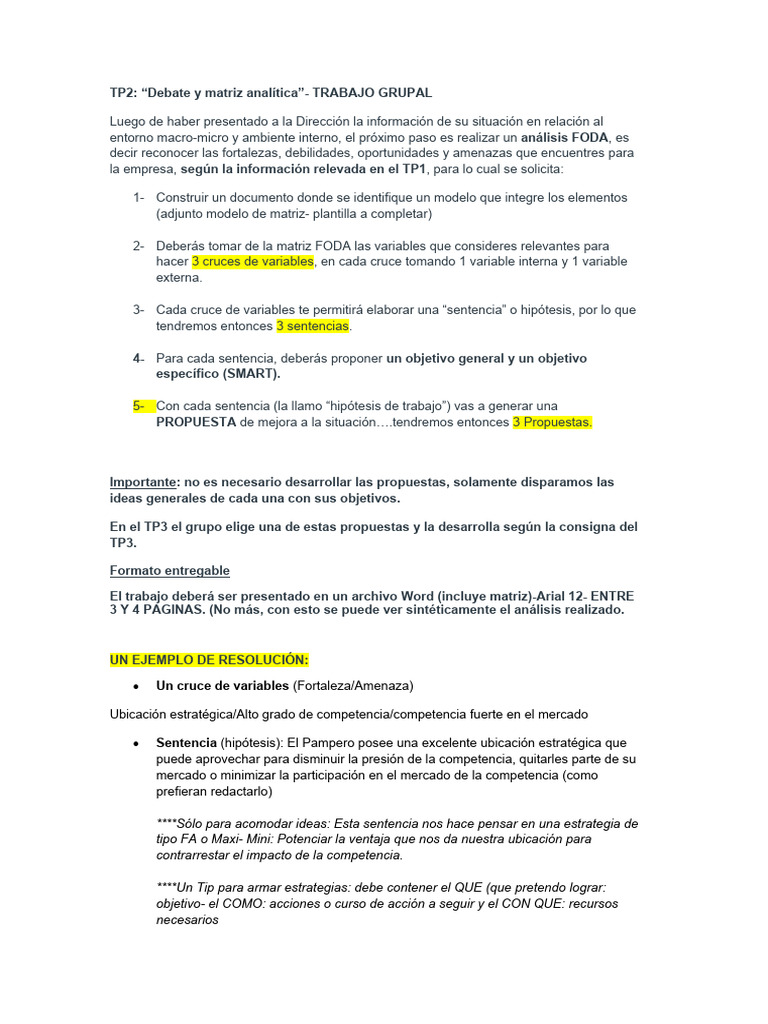 Consigna TP2-1 | PDF | Análisis FODA | Economias