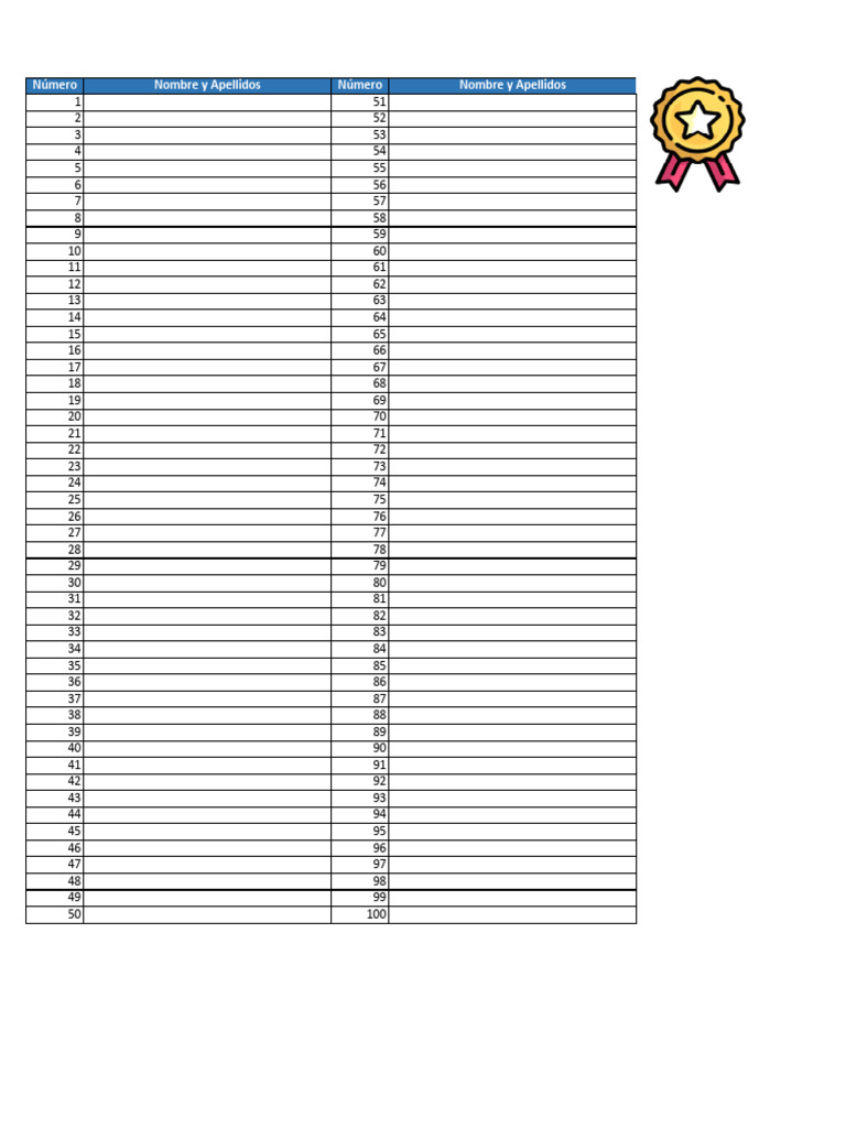 Hoja de Formato de Rifa 100 Numeros 1 | PDF