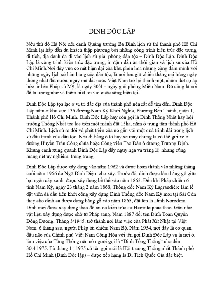 thuyết minh dinh độc lập end | PDF