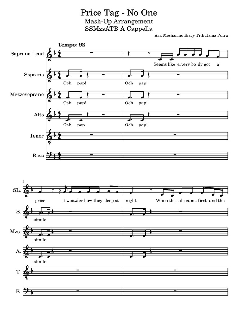 Price Tag A Cappella Arrangement | PDF | Singing | Vocal Music