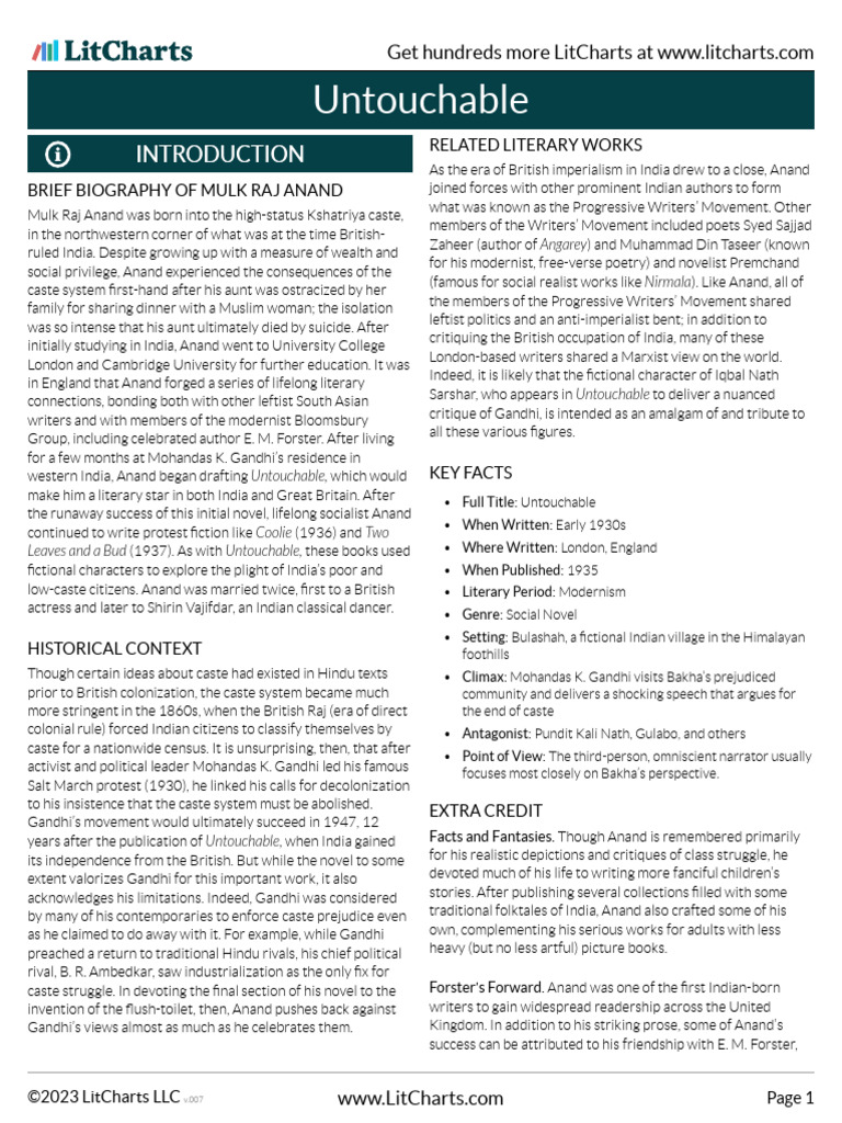 Untouchable-LitCharts_Student Resource | PDF | Dalit