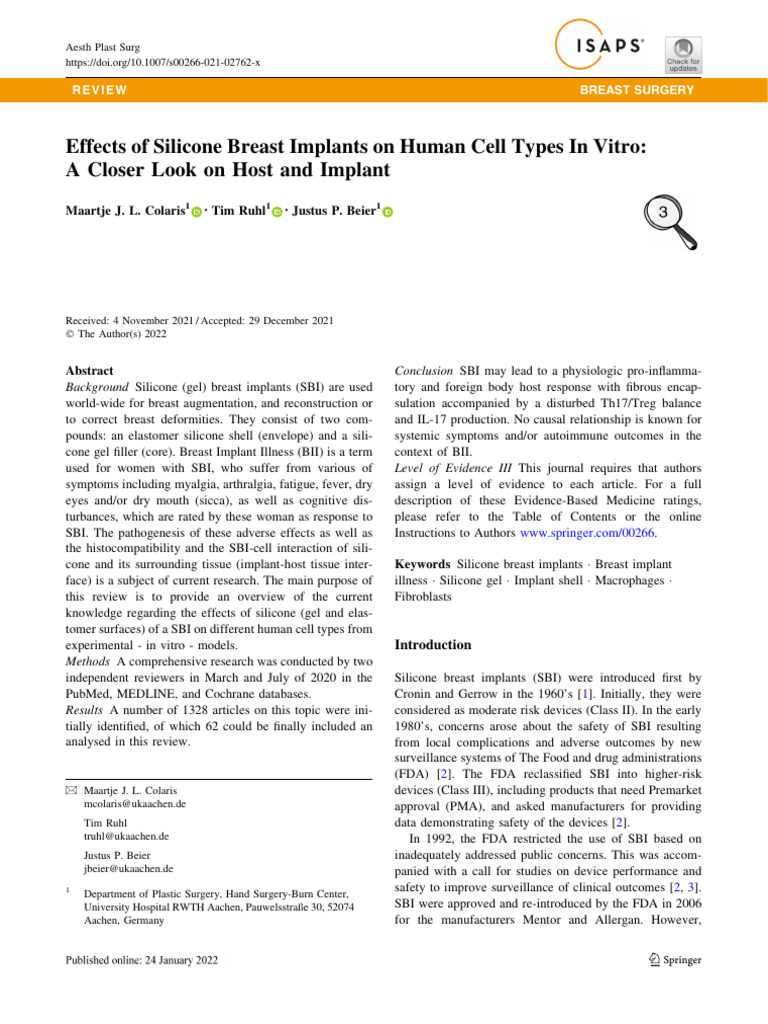 Aesth Plast Surg 2022 | PDF | Macrophage | Immunology