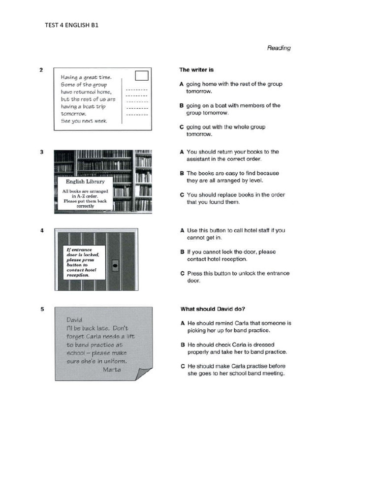 English B1 Test 4 Pdf Language Arts Discipline