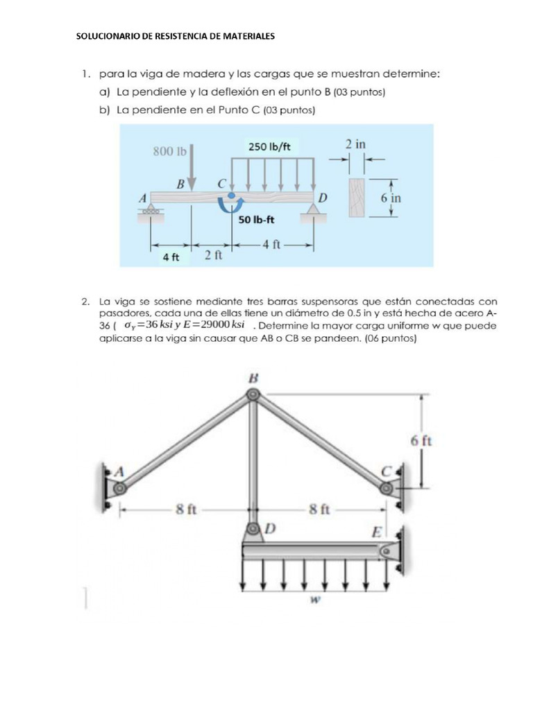Posibles Ejercicios Para Examen Final Mecanica de Materiales 1 (1) | PDF | Viga (Estructura ...