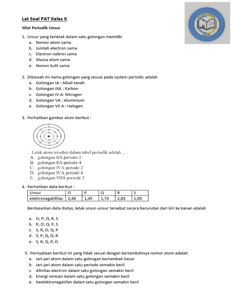 Latihan Soal PAT Kelas X | PDF