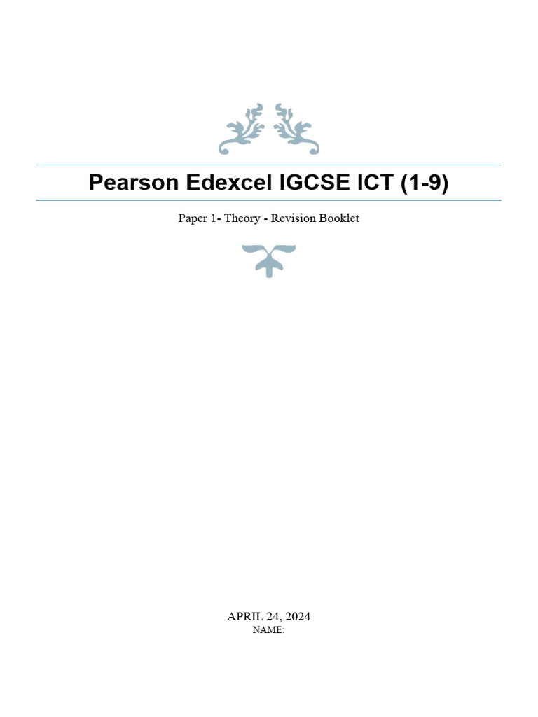 ICT Theory Revision Booklet, Edexcel IGCSE | PDF | Computer Data Storage | Personal Computers