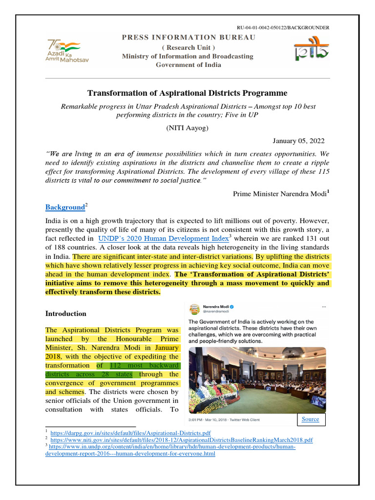 Aspirational Districts Programme | PDF | Business | Social Science