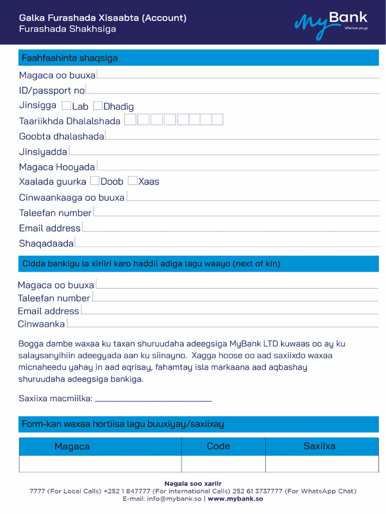 Form-Ka Furashada (Accounts) Agency | PDF